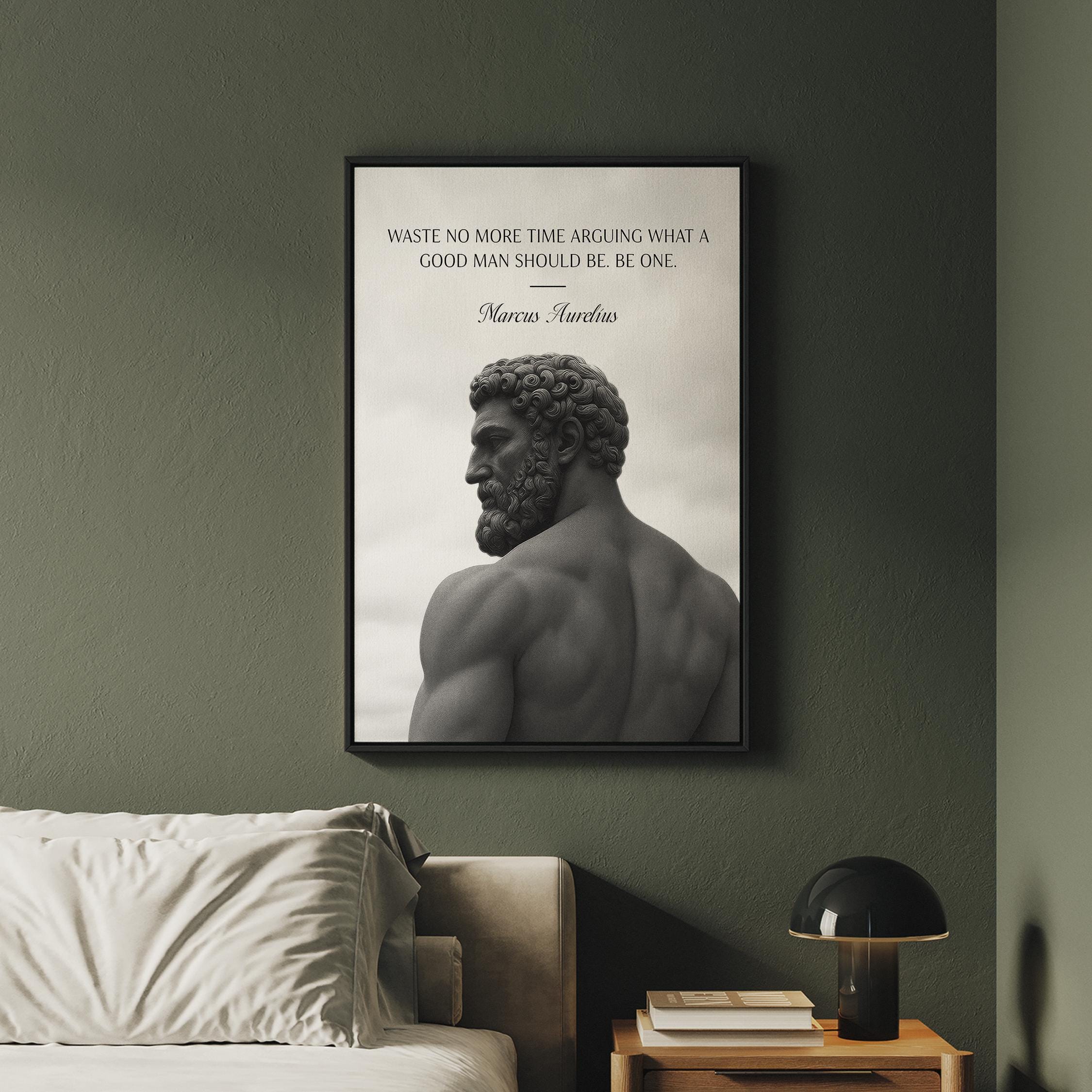 Marcus Aurelius Quote Wall Art: Stoic Philosopher Statue Canvas Print ...