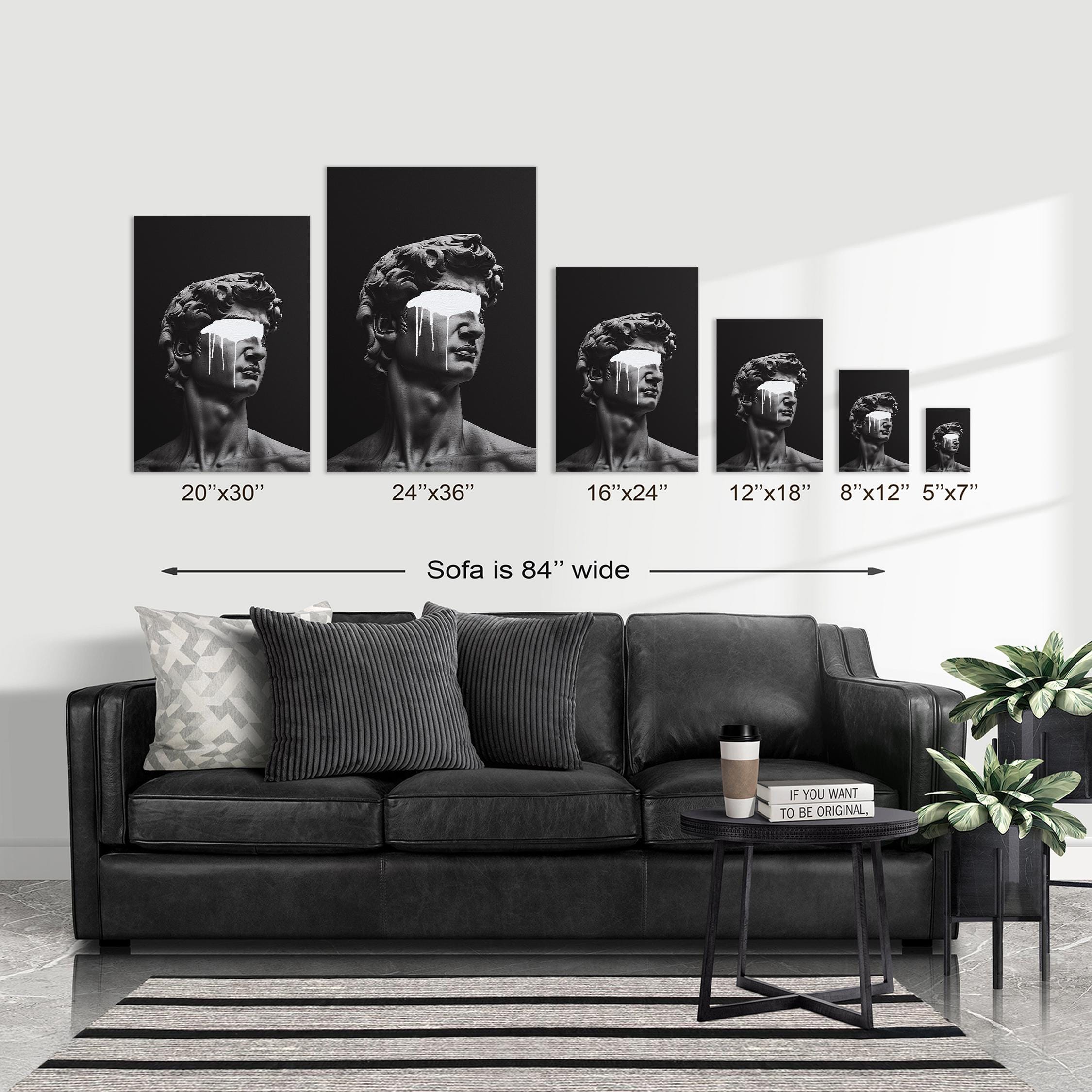 Michelangelo’s David Paint Splash - Graffiti Sculpture Wall Art | Black ...