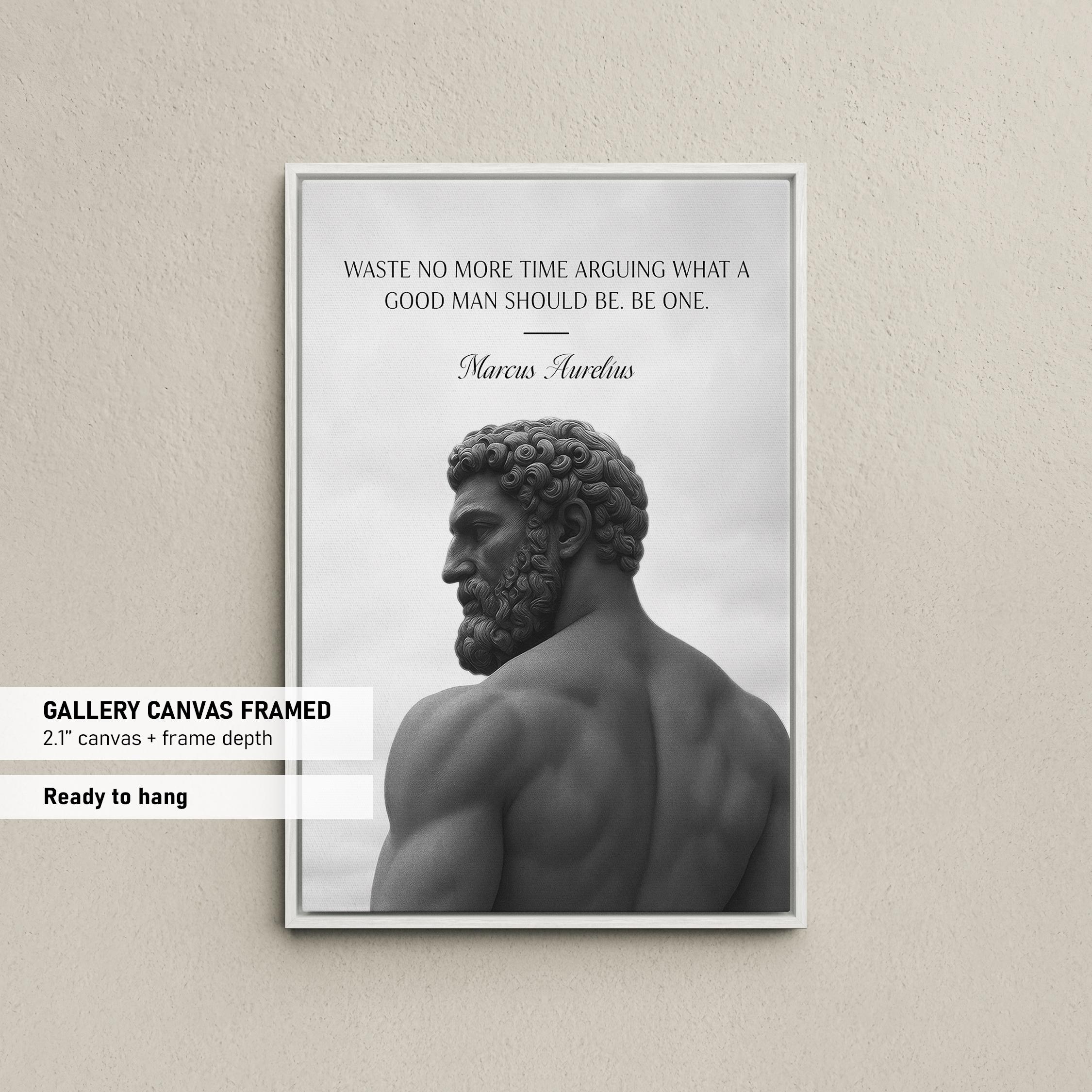 Marcus Aurelius Quote Wall Art: Stoic Philosopher Statue Canvas Print ...