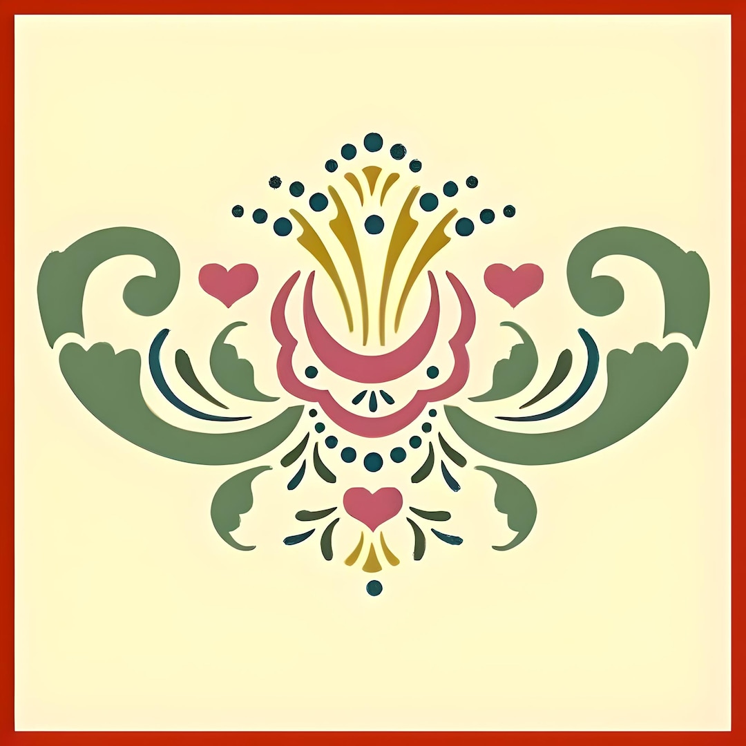Rosemaling Pattern 8 Stencil - 8.3" X 5.7" Rose-painting Scandinavian ...
