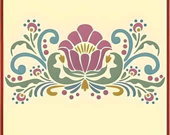 Rosemaling Pattern 12 Stencil - 10" X 2.5" Scandinavian Rose Art Border ...