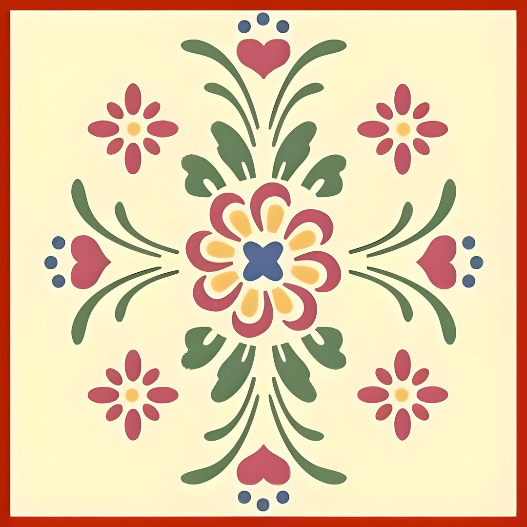 Rosemaling Pattern 5 Stencil - 8.3" X 9.5" Rose-painting Norwegian Folk ...