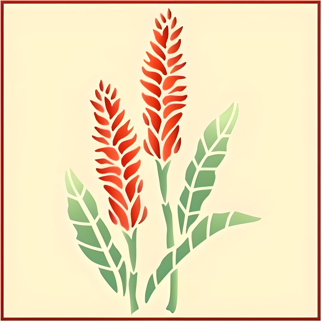 Ginger Stencil - 4.8" X 7.6" - Hawaiian Flower Tropical Reusable Mylar ...