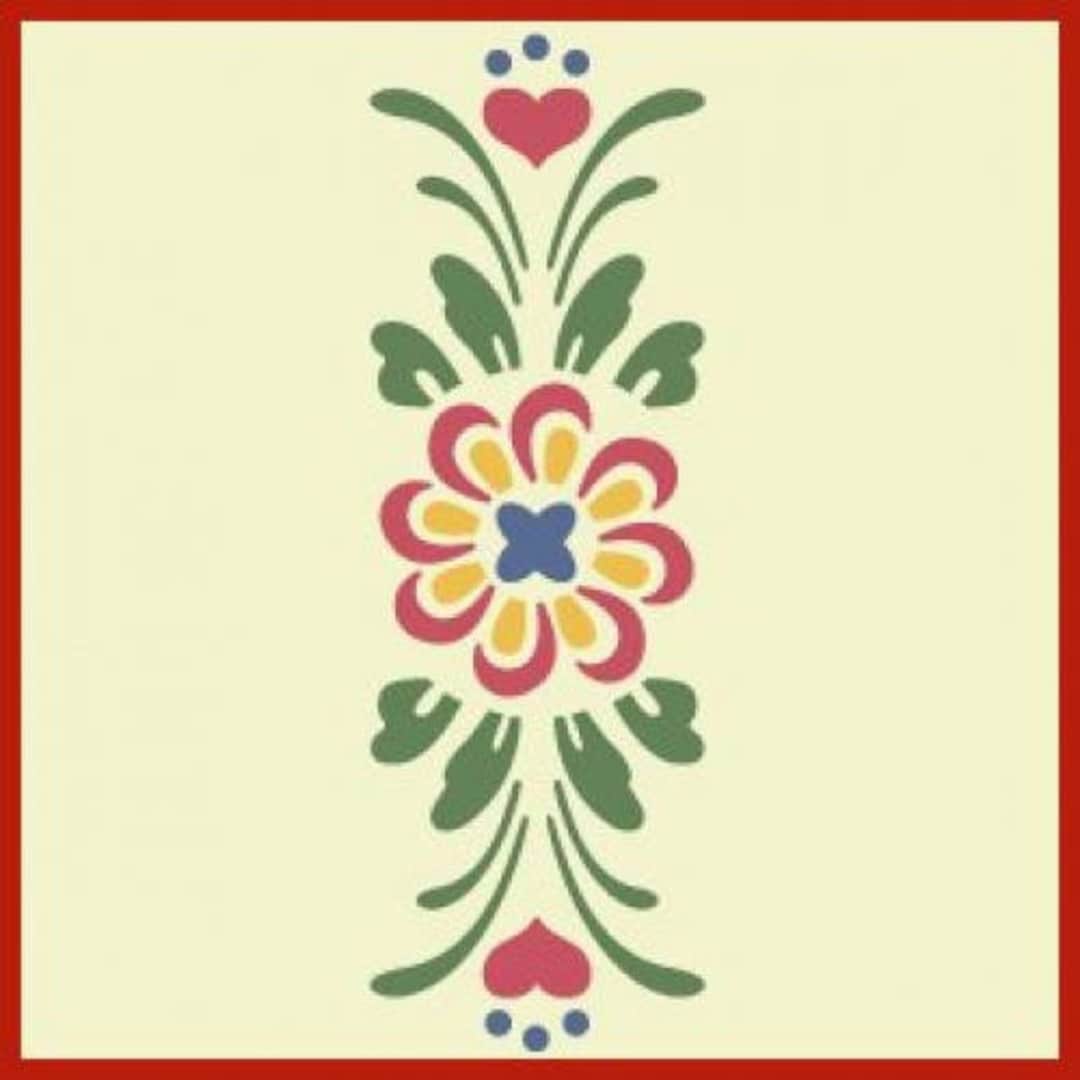 Rosemaling Pattern 4 2.9 X 8.6 Norwegian Folk Art Scandinavian Reusable ...