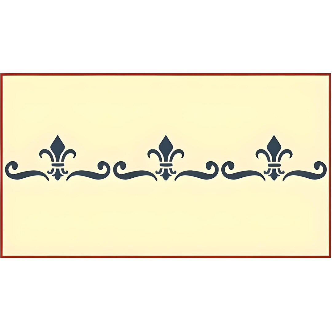 Fleur De Lis Border Stencil -14" X 2"- French DIY Art & Craft Reusable Sturdy Flexible Painting ...
