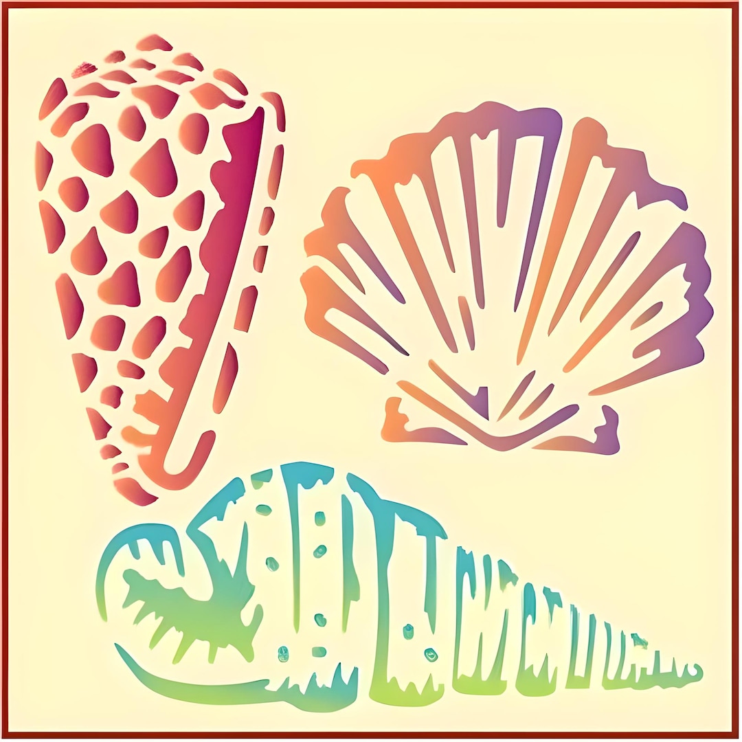 Seashell Stencil Set -sea Ocean Creatures Marine Animals Mylar Stencils ...