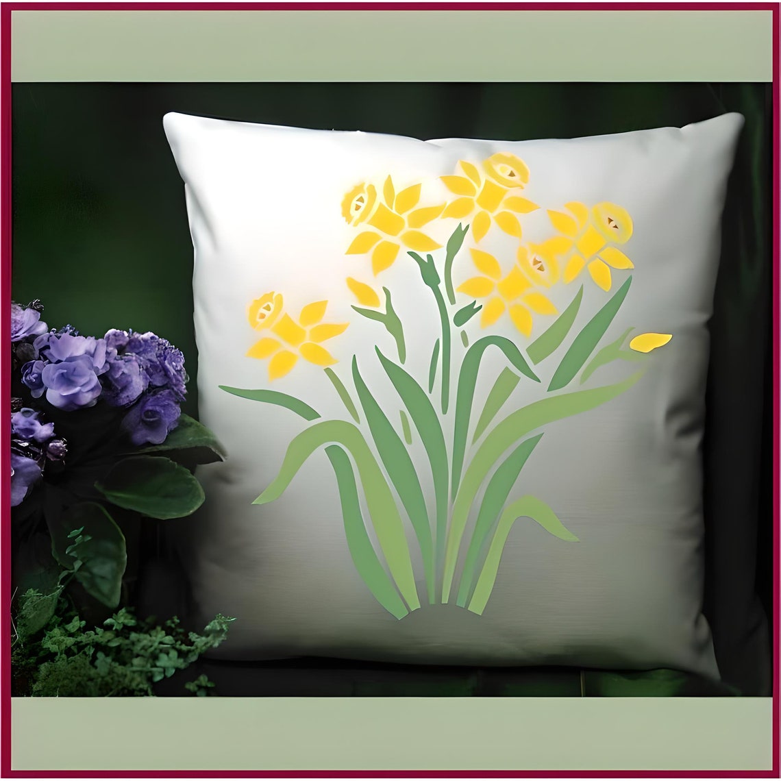 Daffodil Stencil - Spring Flower Bouquet Colonial Romantic DIY Vase ...