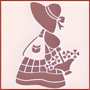 Sunbonnet Sue 2 Stencil -- 4.5" X 6" -- the Artful Stencil -- 10 Mil ...