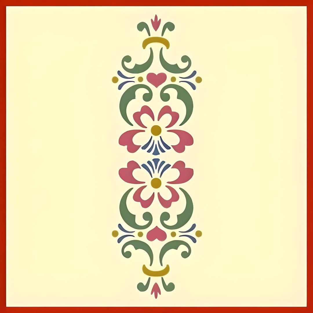 Rosemaling Pattern 6 LARGE Stencil - 23" X 7.3" Border Stencil Rose ...