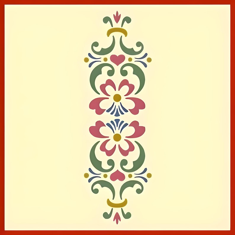 Rosemaling Pattern 6 LARGE Stencil - 23" X 7.3" Border Stencil Rose ...