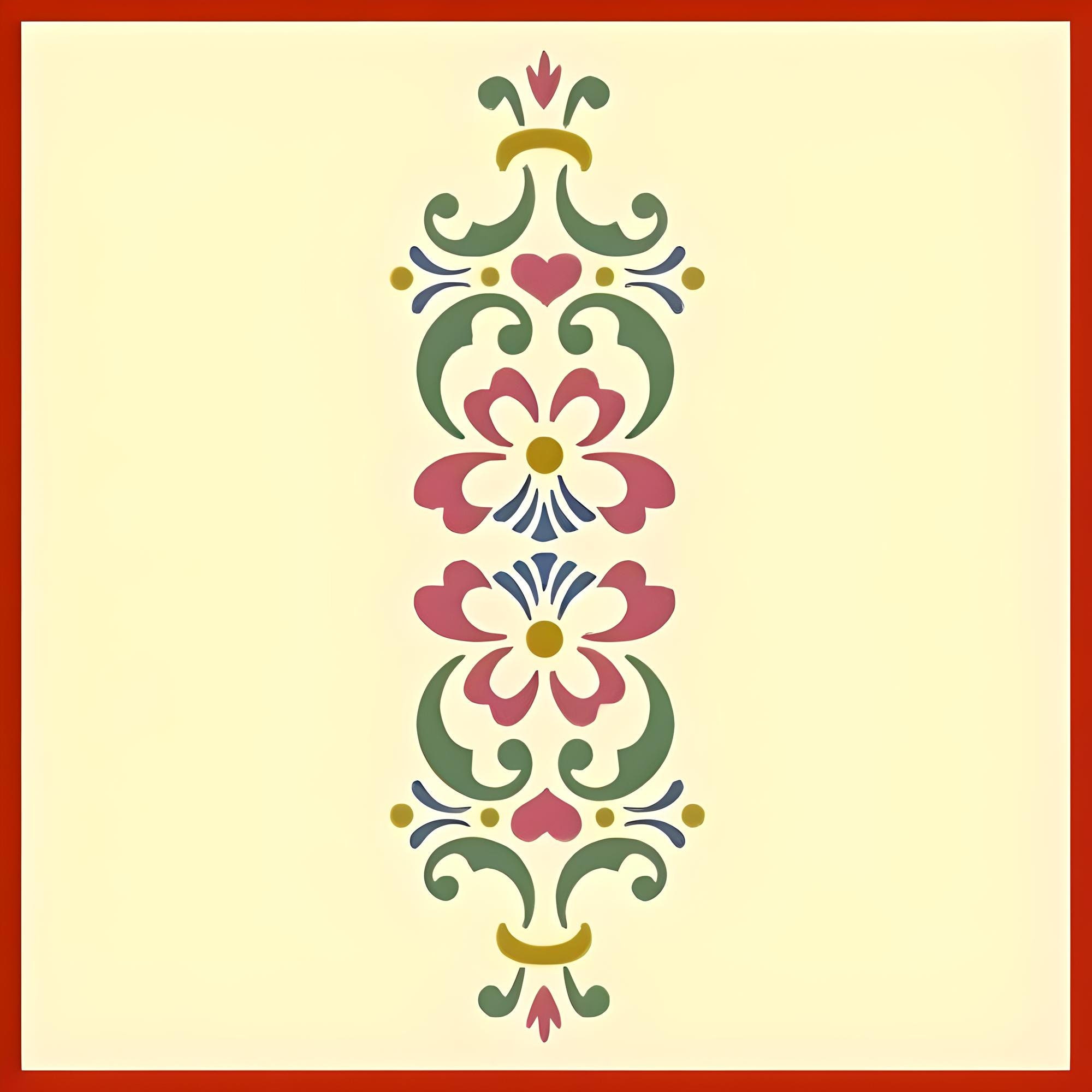 Rosemaling Pattern 6 LARGE Stencil - 23" X 7.3" Border Stencil Rose ...