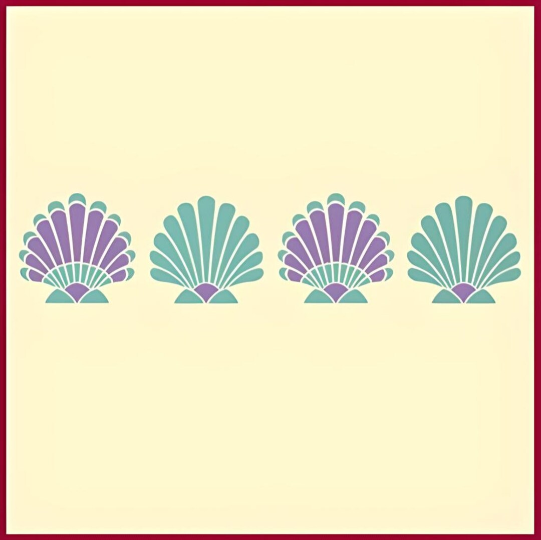 Shell Border Stencil -sea Shell Sea Life Scallop Ocean Creatures Marine ...