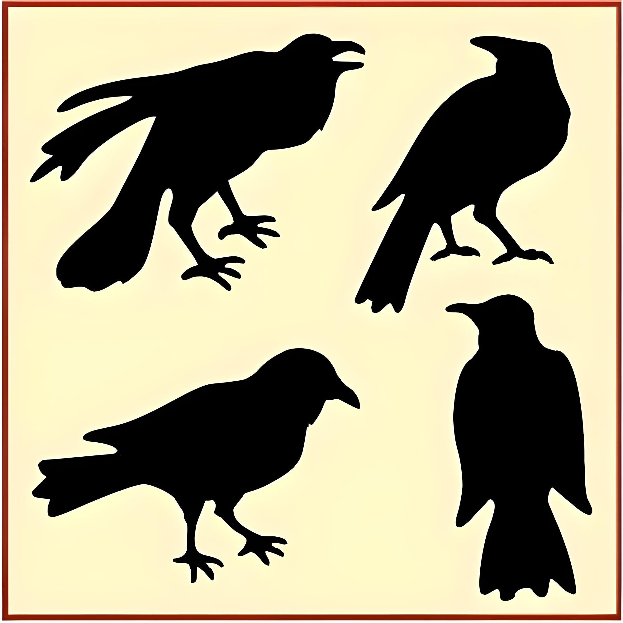 Crow Flock 1 Stencil - 4 Images Primitive Bird Stencil Raven for ...