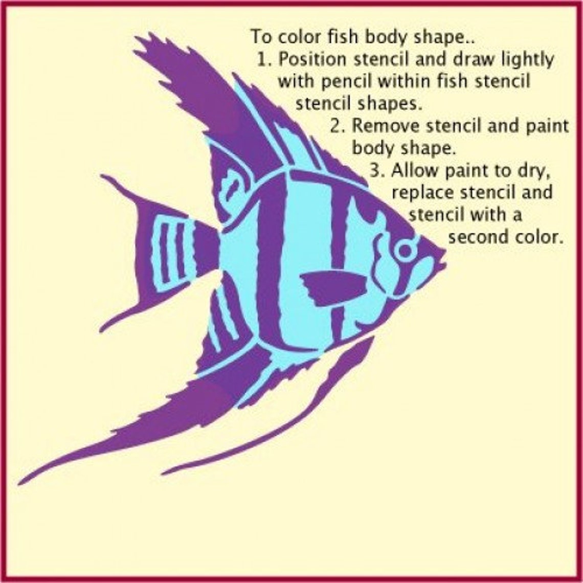 Angelfish 2 Stencil 6 x 6 The Artful Stencil | Etsy