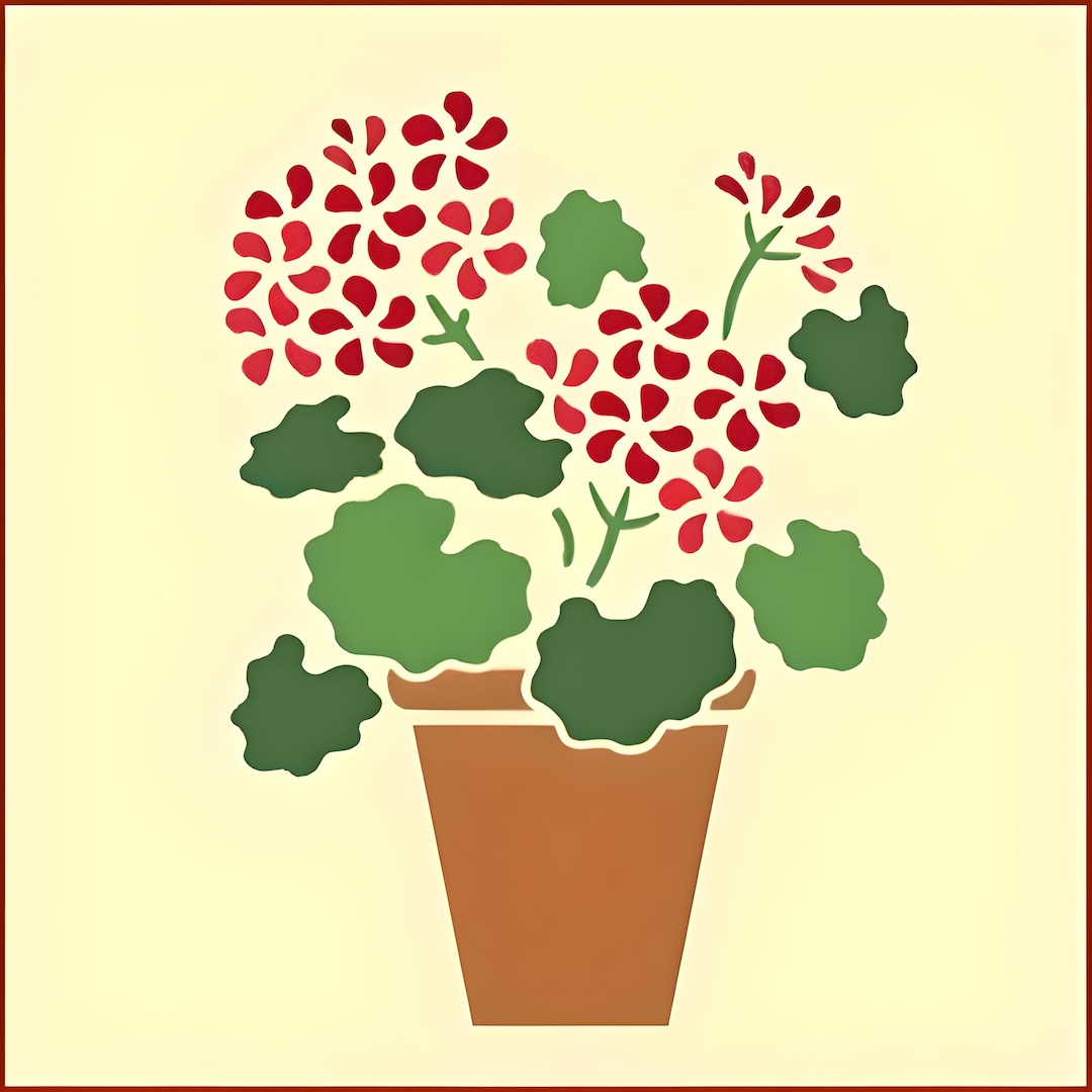 Geranium Pot Stencil -- 6" X 8" -- the Artful Stencil -- 10 Mil Mylar ...