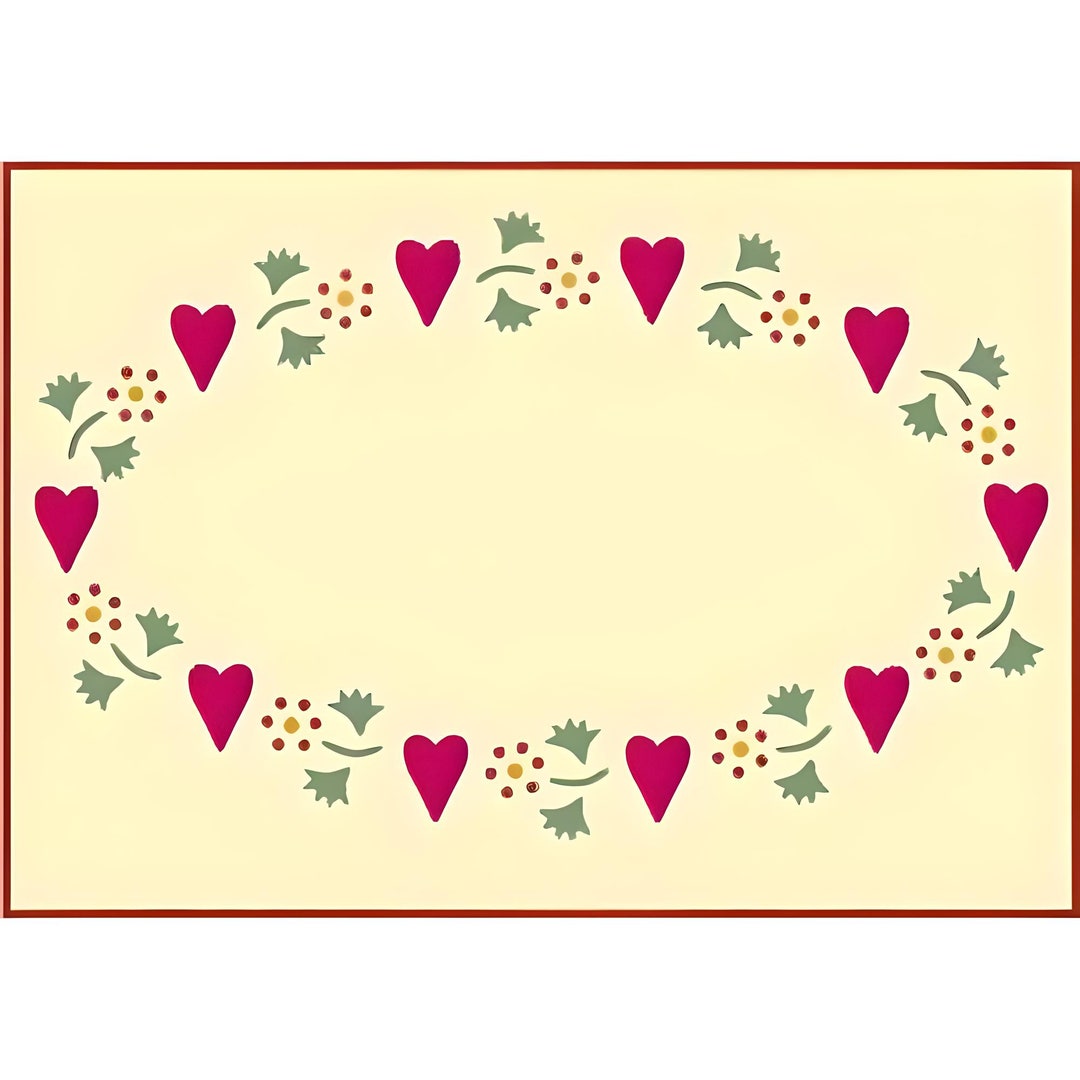 Heart Oval Border Stencil - 7" X 4.5" DIY Art & Craft Reusable Sturdy ...