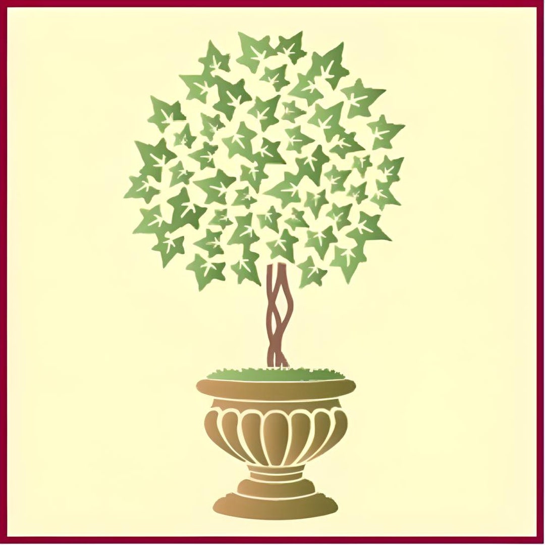 Ivy Topiary Stencil -herb Ivy Floral Arrangements Bouquet Border ...