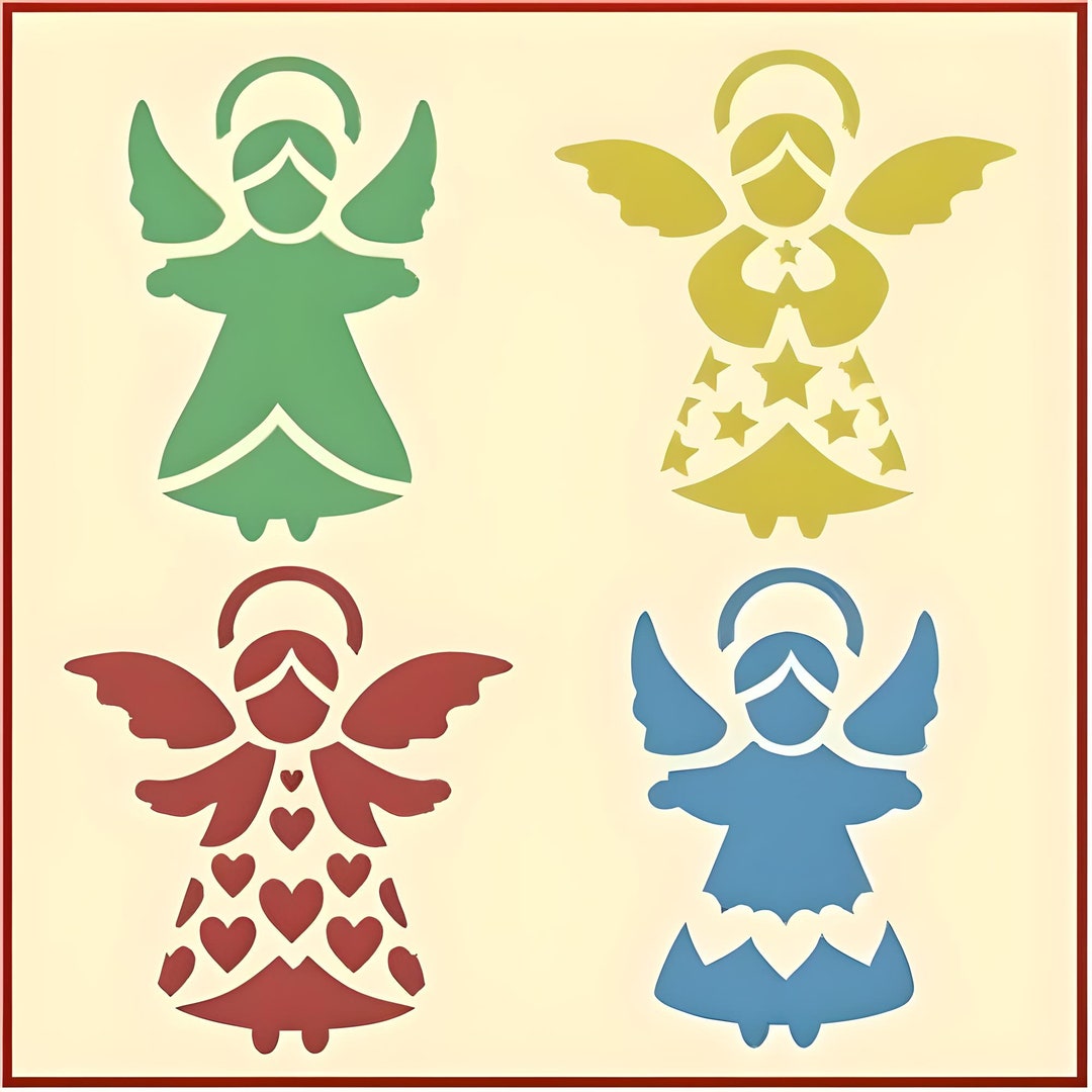 Small Angel Stencil Set - 2.4" X 3.75" - Angel Holiday Decoration ...