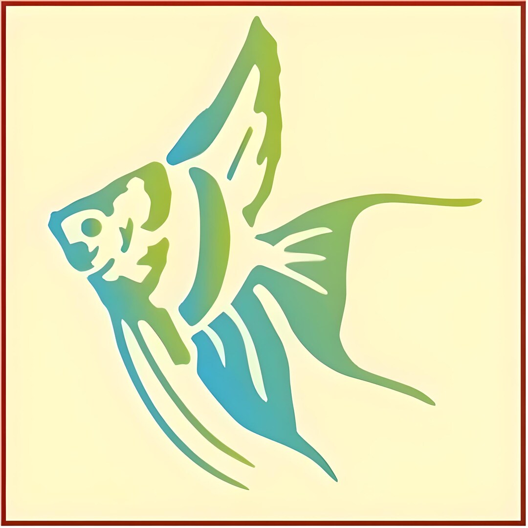 Angelfish 1 Stencil - 10.5" X 11.5" - Sea Ocean Creatures Marine ...