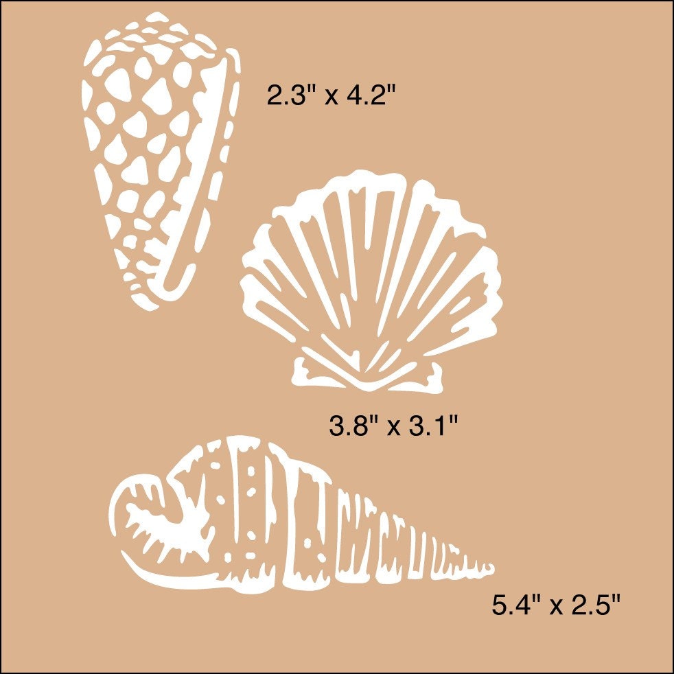Seashell Stencil Set the Artful Stencil 10 Mil Mylar - Etsy