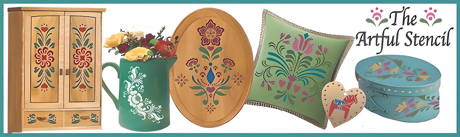 Rosemaling Pattern 6 LARGE Stencil - 23" X 7.3" Border Stencil Rose ...