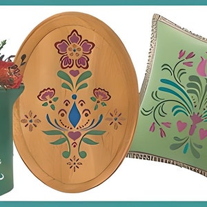 Rosemaling Pattern 6 LARGE Stencil - 23" X 7.3" Border Stencil Rose ...