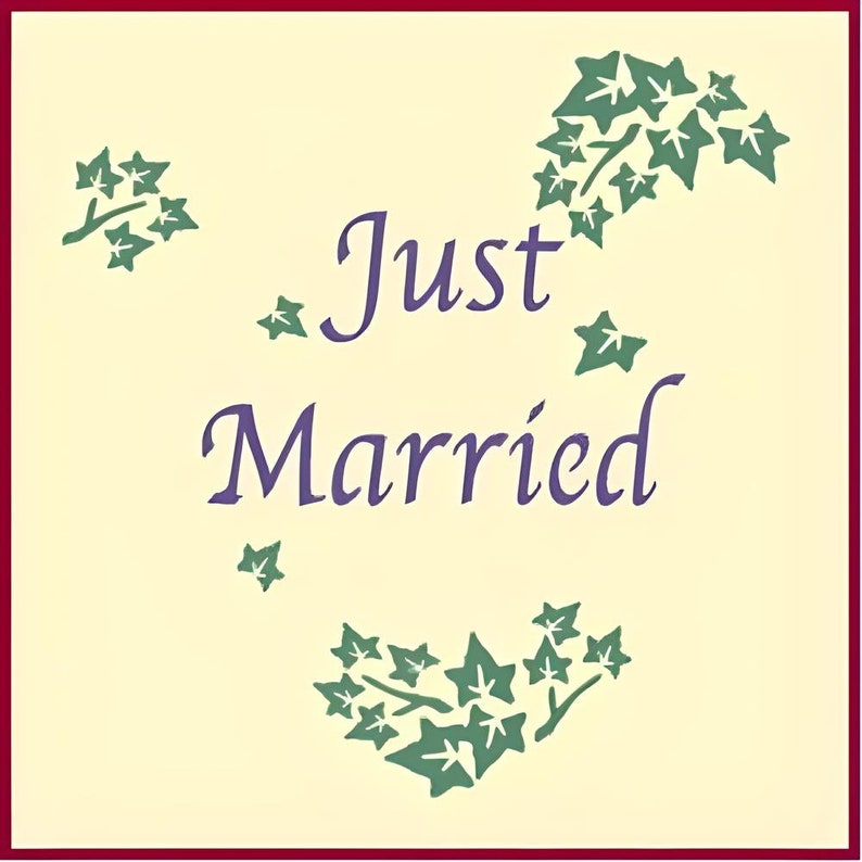 Just Married With Ivy Sign Stencil - DIY Sign Ivy Wedding Romance ...