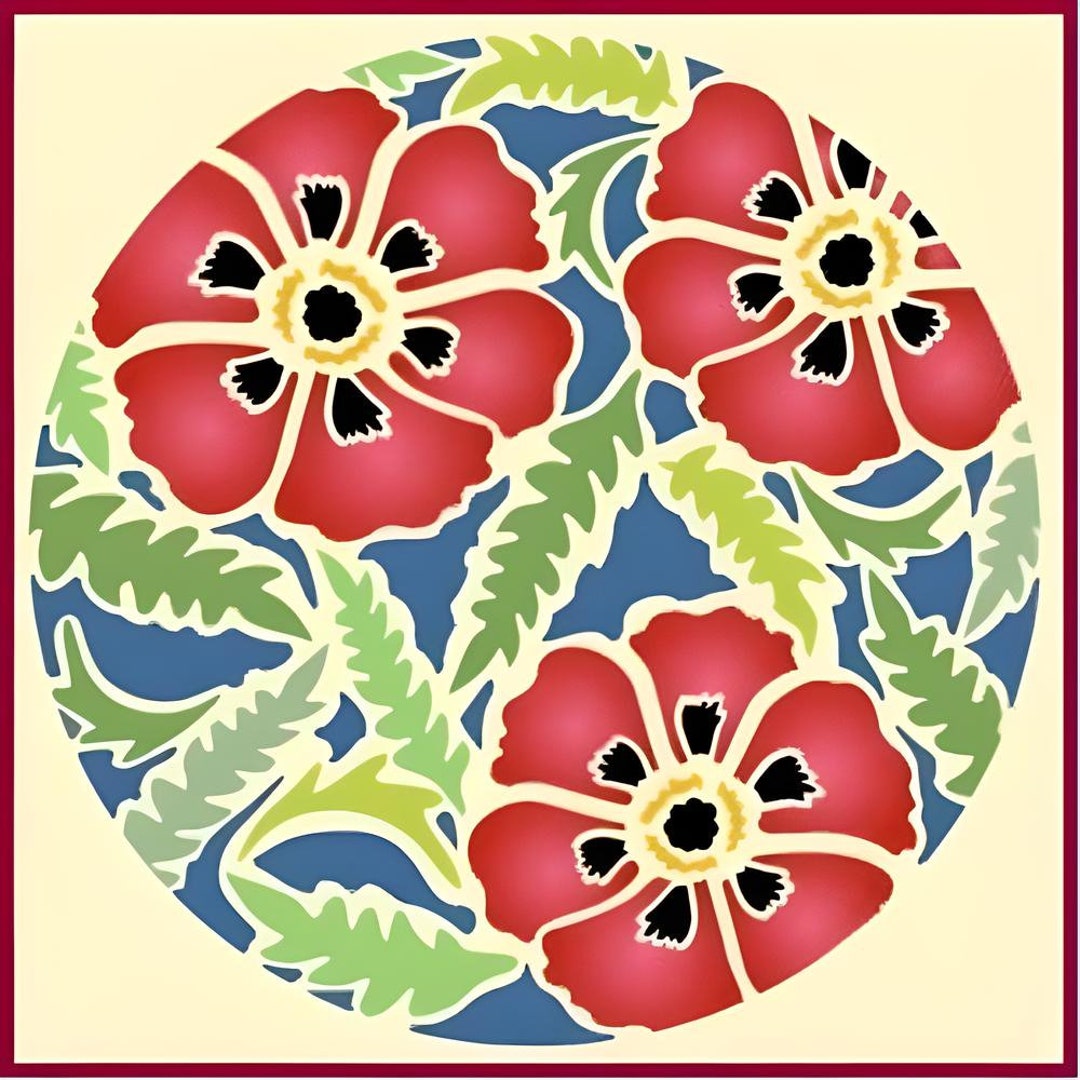 Flower Circle 6 Stencil - 11"x11" Mandala Round Circle Stencil, DIY Art ...