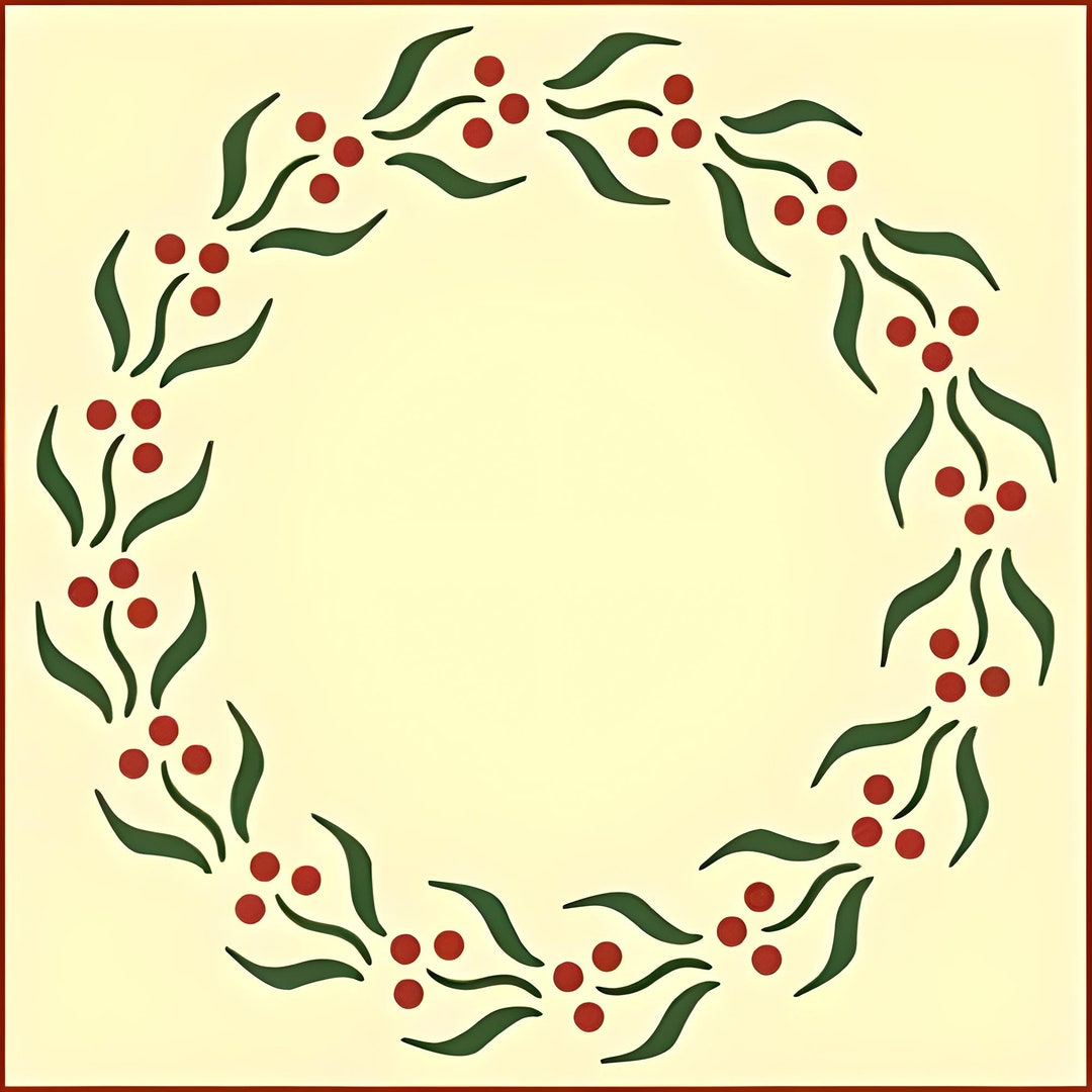 Berry Wreath Stencil - 7" X 7" - the Artful Stencil - 10 Mil Mylar ...
