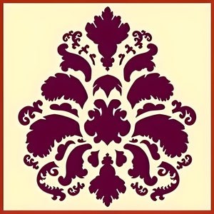 Damask 7 Stencil - 8.5" X 9.5" Victorian Style Baroque DIY Art & Craft Reusable Sturdy Flexible ...