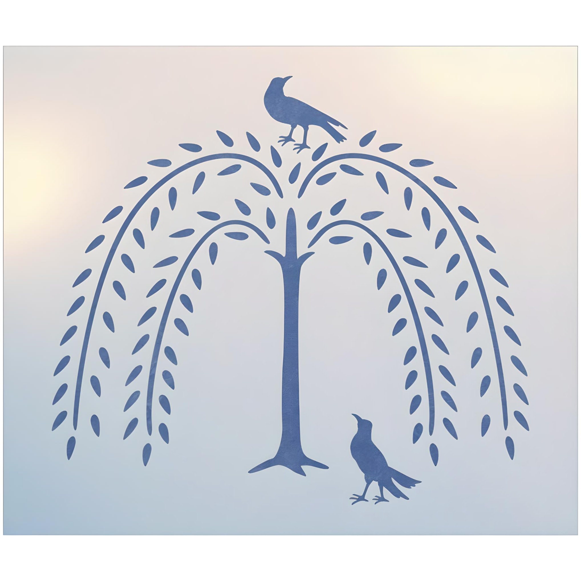 Willow and 2 Crows - 10" X 9" - Primitive Bird Stencil Raven and Tree ...