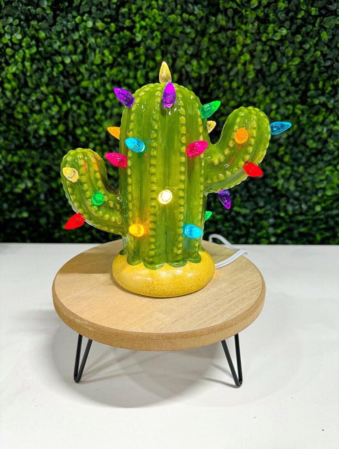 Small Lighted Ceramic Cactus Tree: Christmas Decor - Etsy