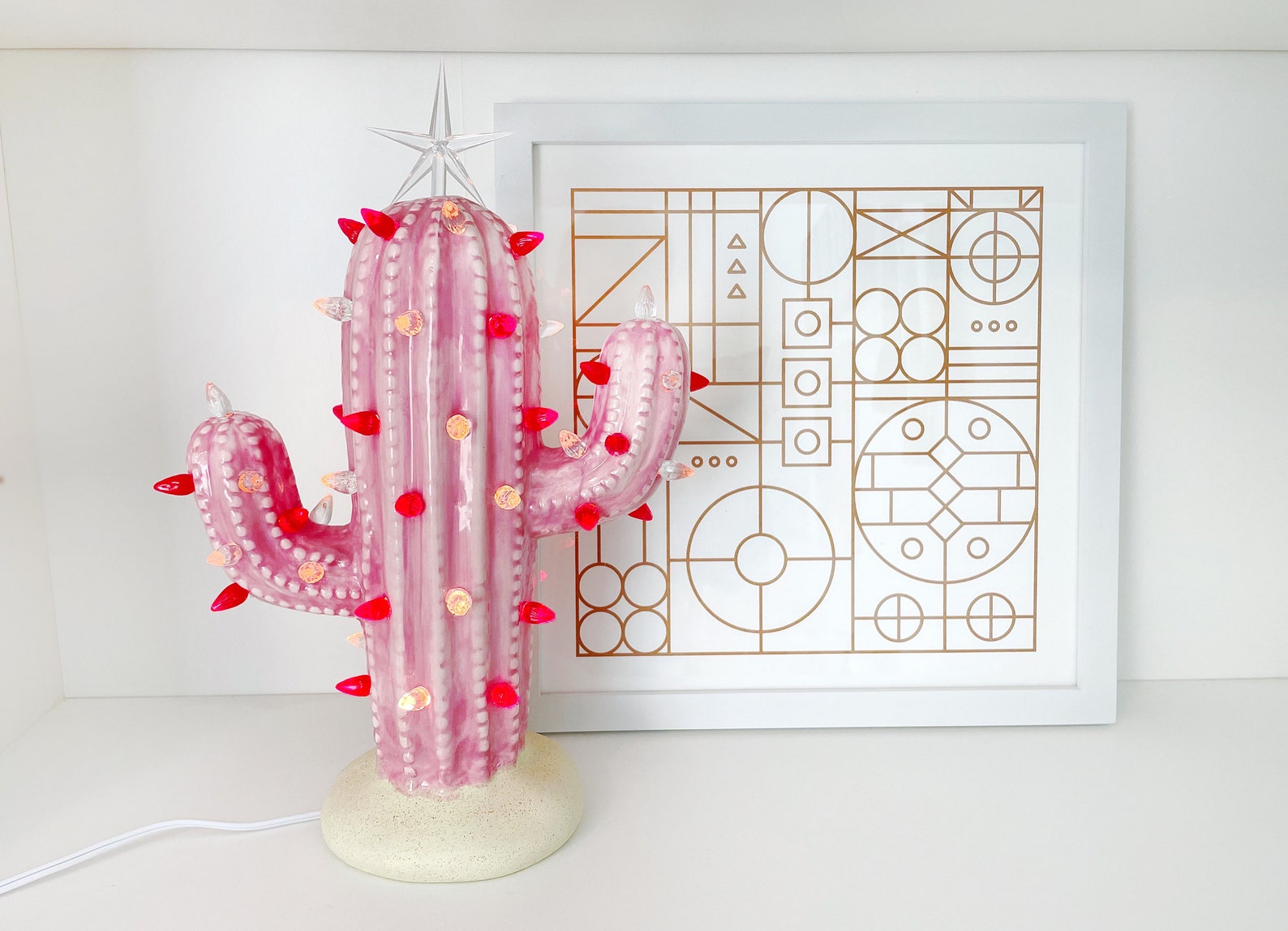 Pink Ceramic Cactus Light Lighted Christmas Cactus Christmas - Etsy