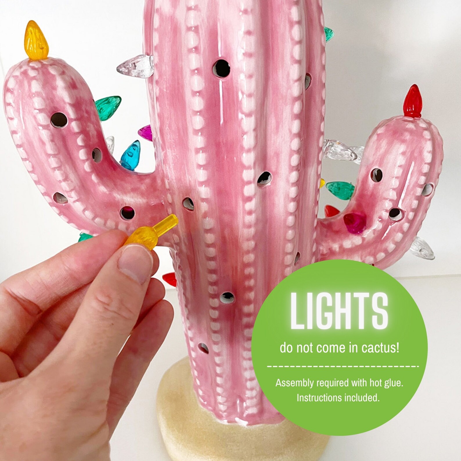 Pink Ceramic Cactus Light Lighted Christmas Cactus Christmas - Etsy