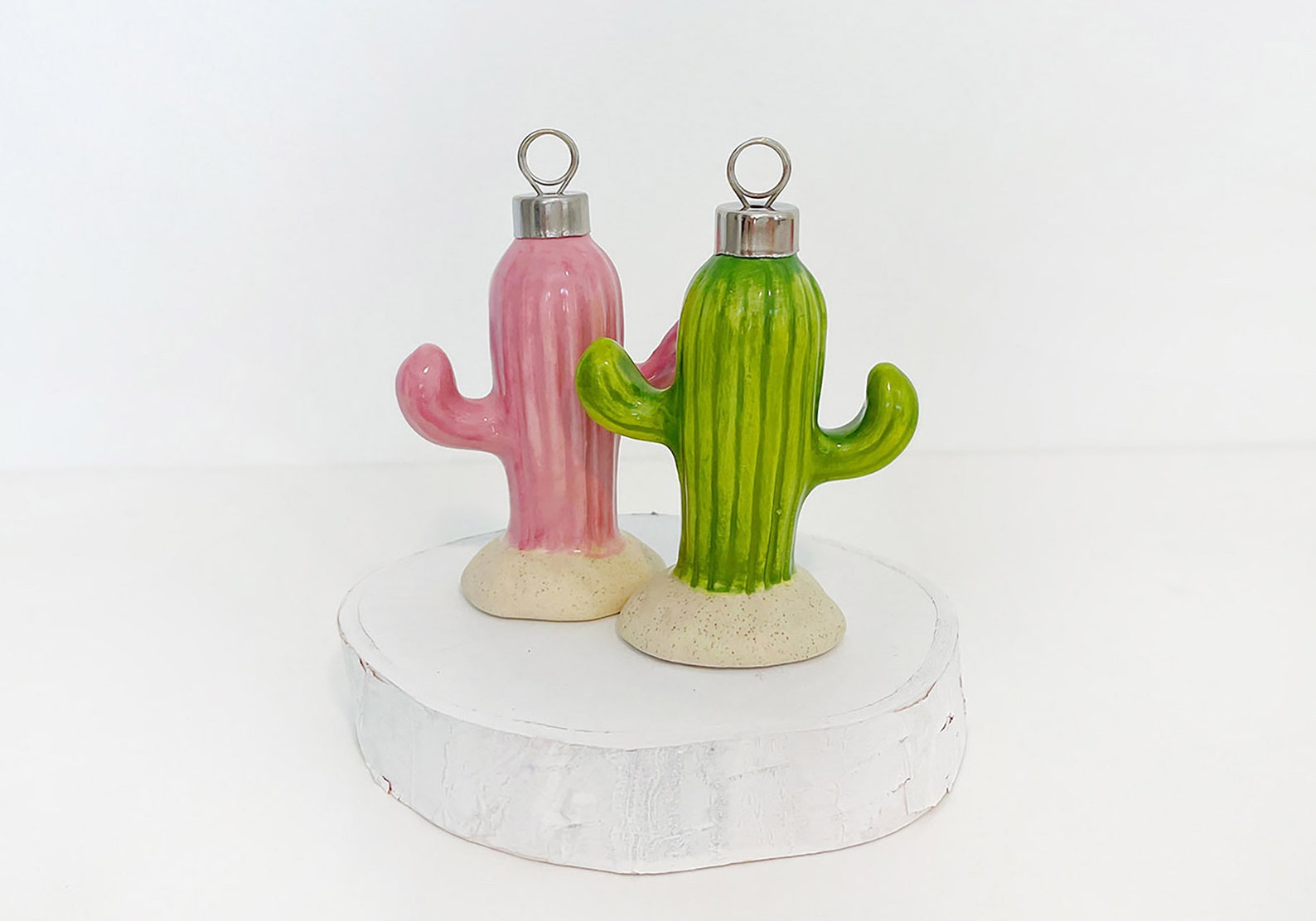 Mini Ceramic Cactus Ornaments Pink Cactus Green Cactus - Etsy