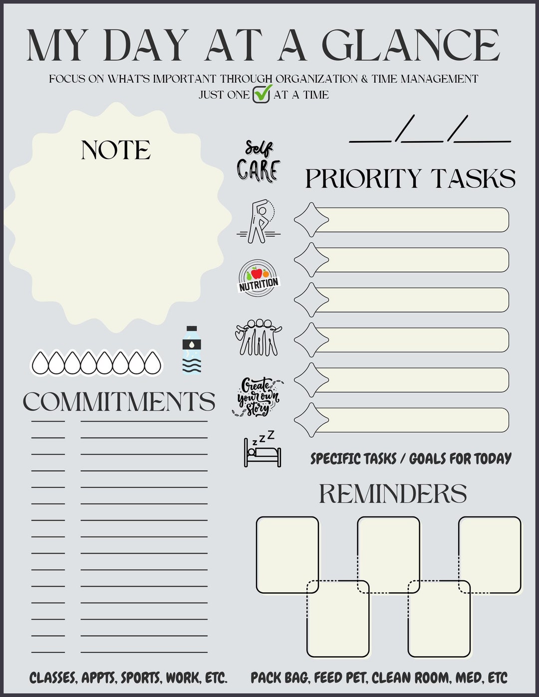 Adolescent Printable Daily Checklist | Teen Organizer | Task Planner ...