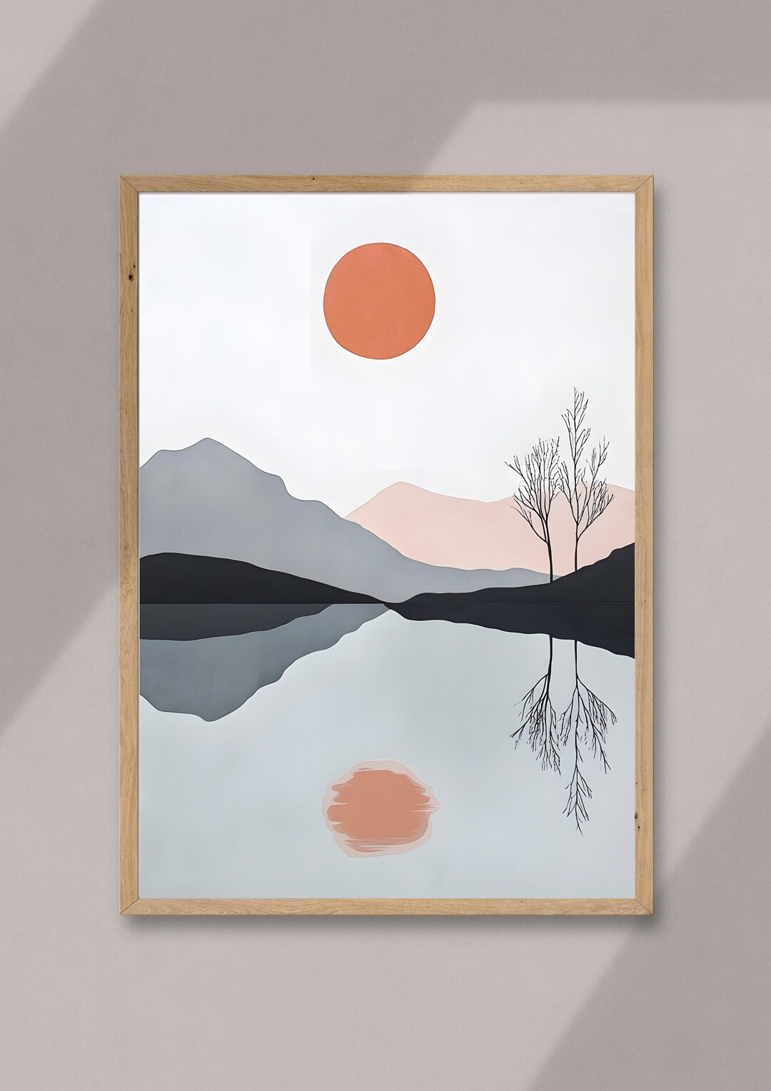 Minimalist Nature Landscape – A3 Digital Print – Tranquil Mountain and ...