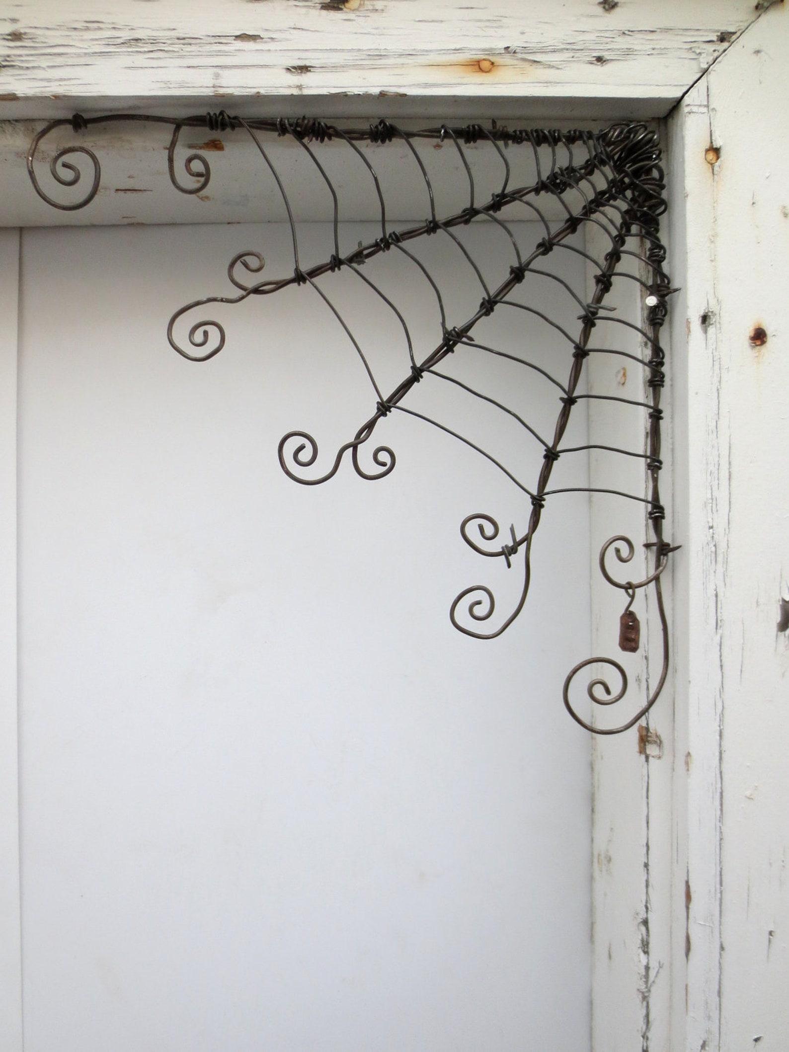 Twin Twistedly Wicked Corner 12 Spider Webs From Barbed - Etsy
