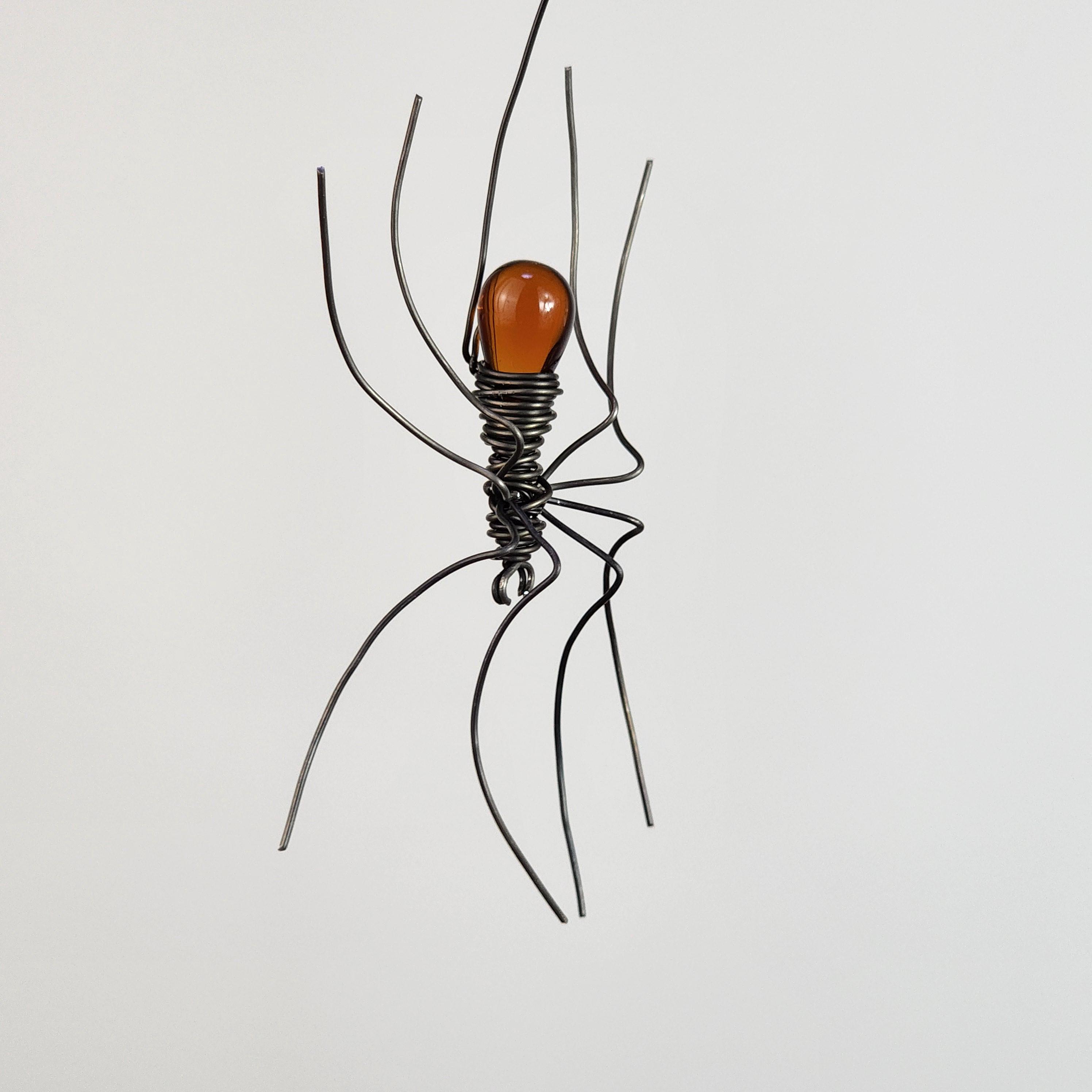 Czechoslovakian Orange Spider Dangles From 12" Barbed Wire Corner ...
