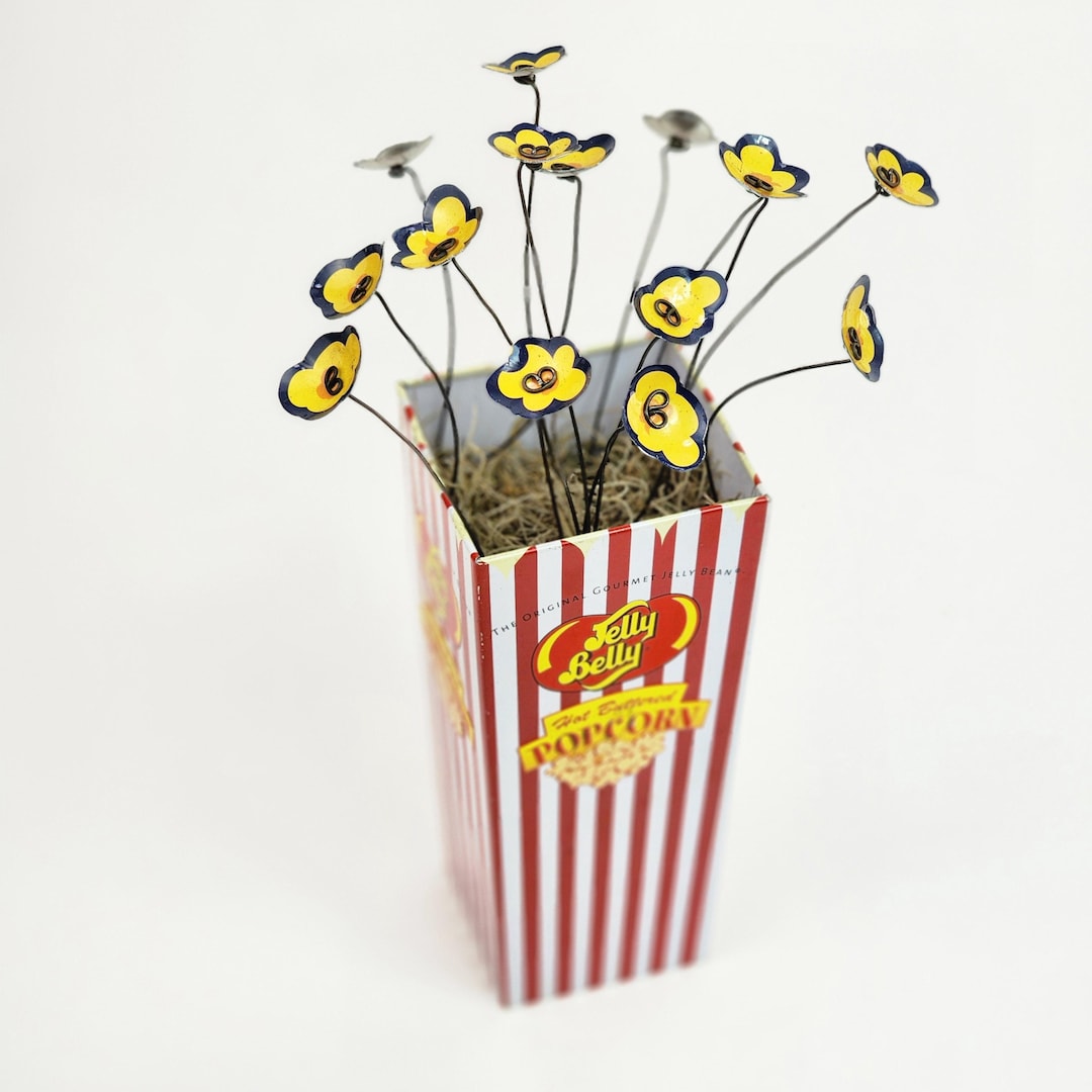 Wonderful Popcorn Bouquet of Forever Blooming Flowers Repurposed Art ...