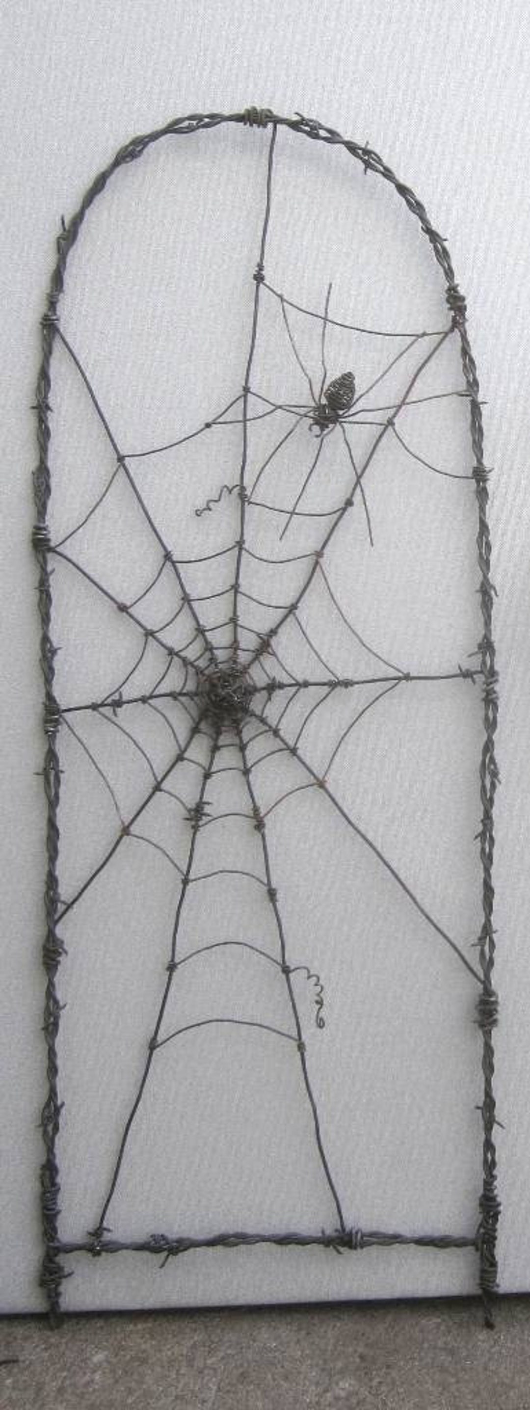 Tattered Web and Spider Barbed Wire Garden Trellis, Made to Order - Etsy