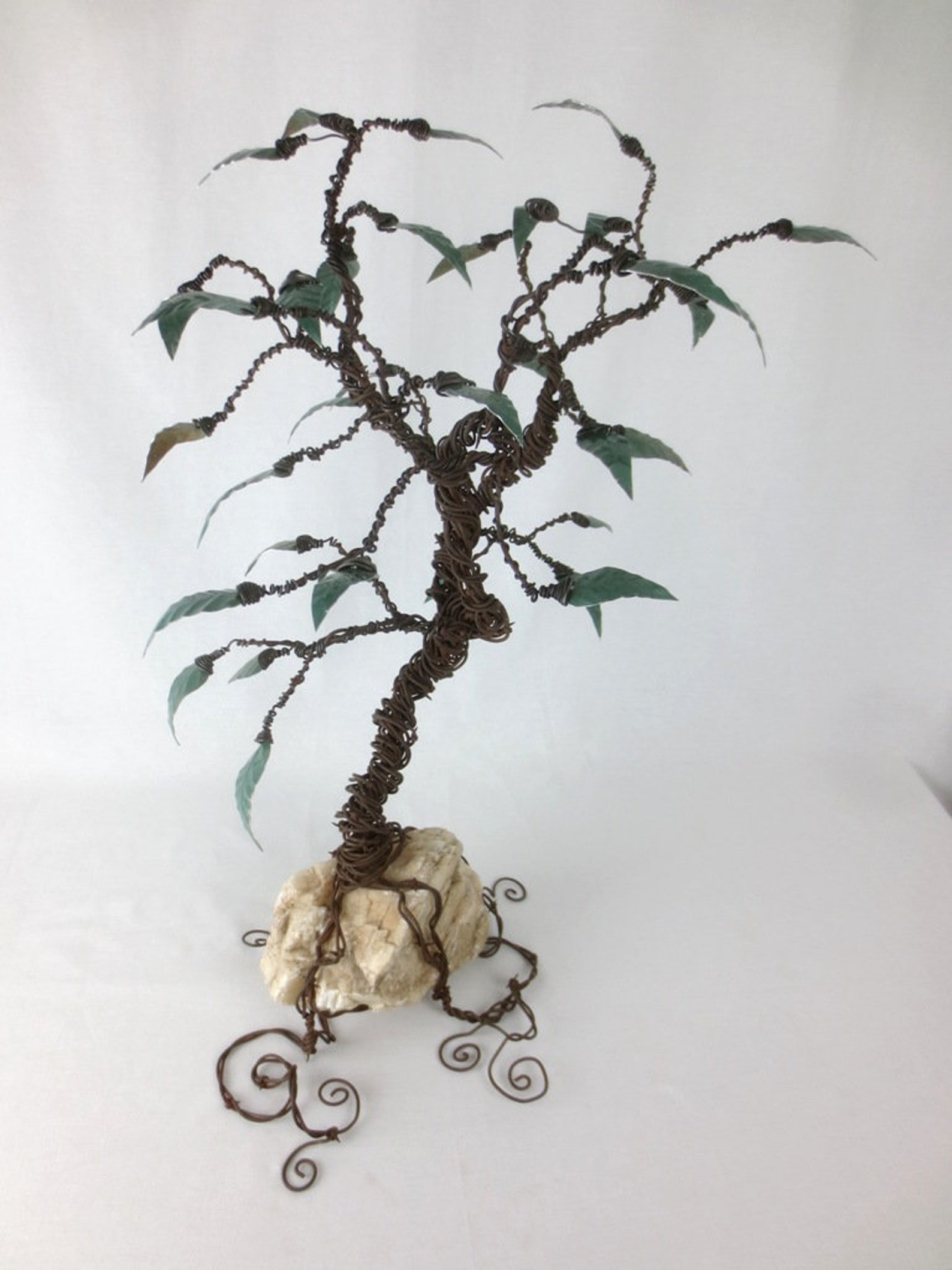 Twisted Barbed Wire Tree With Metal Leaves Reclaimed Sculpture - Etsy