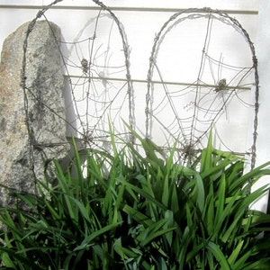 Tattered Web and Spider Barbed Wire Garden Trellis, Made to Order - Etsy