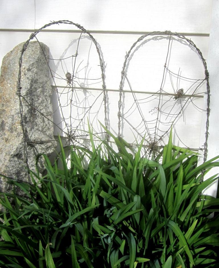 Tattered Web and Spider Barbed Wire Garden Trellis, Made to Order - Etsy