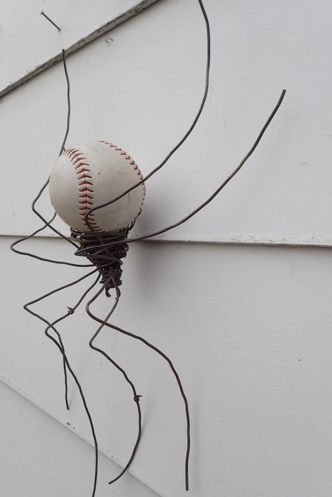 Large Softball and Barbed Wire Spider Repurposed Wire Art - Etsy