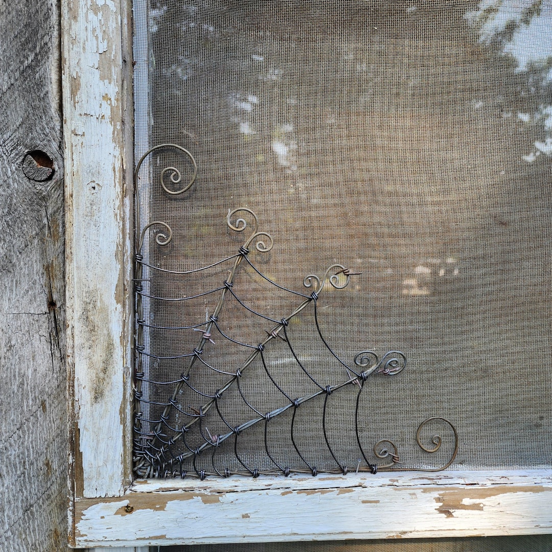 Twisted 12" Barbed Wire Corner Spider Web for Halloween - Etsy