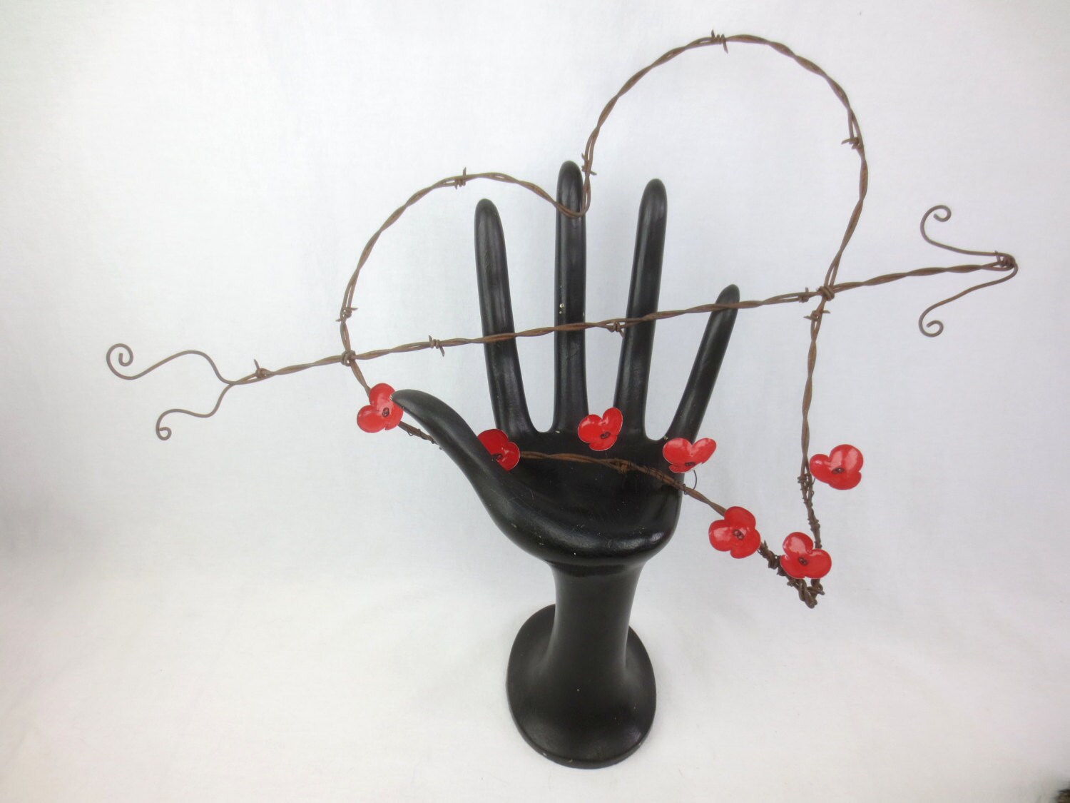 Large Rustic Barbed Wire Heart With Arrow and Red Forever | Etsy