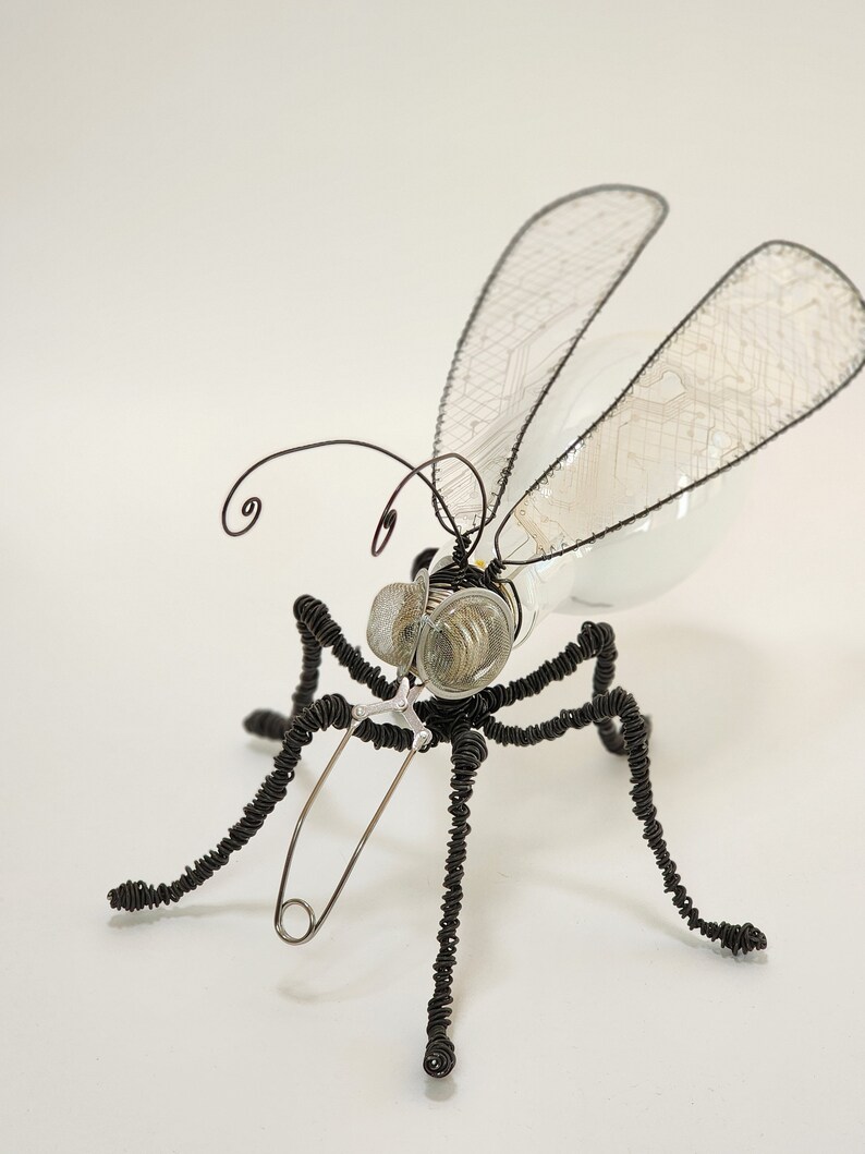 Large Mosquito Like Creature , Light Bulb & Wire Repurposed Sculpture ...