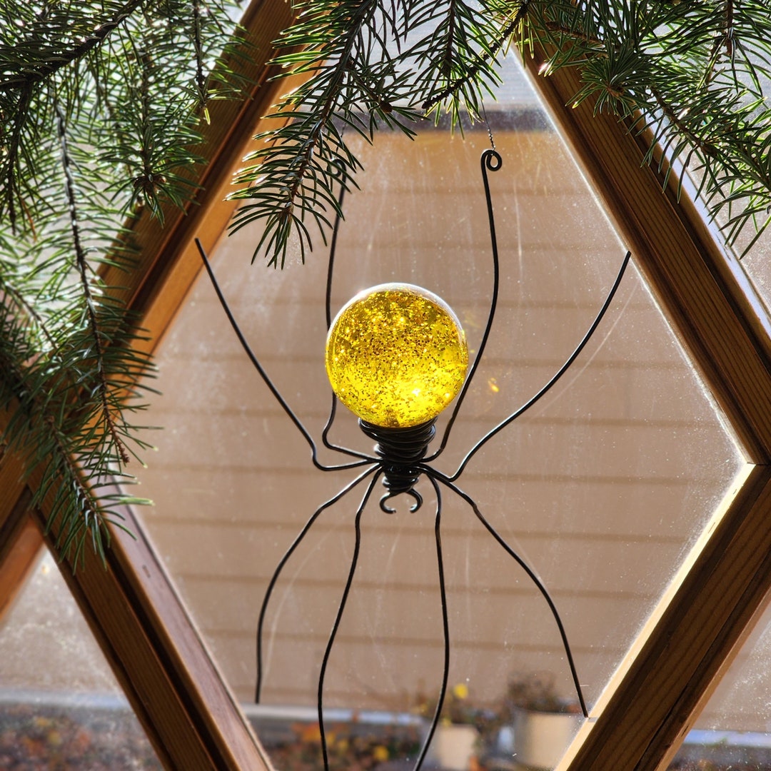 Sunny Yellow With Gold Sparklies Sun Catcher Window Spider Hanging Art ...
