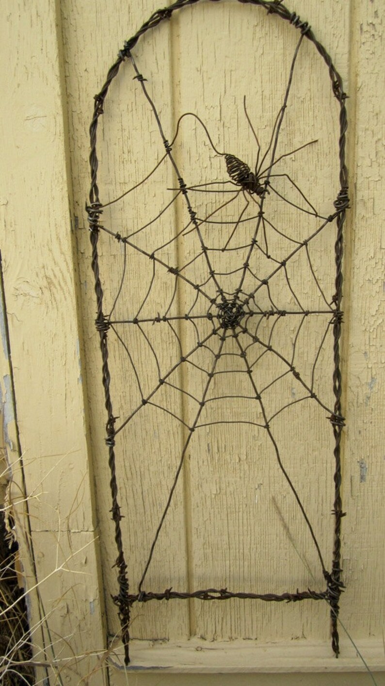 Spinning Spider in A Web Barbed Wire Garden Trellis - Etsy